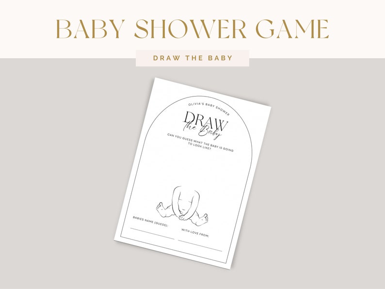 Draw the Baby, Baby Shower Game, Modern Minimal Printable Activity, for ...