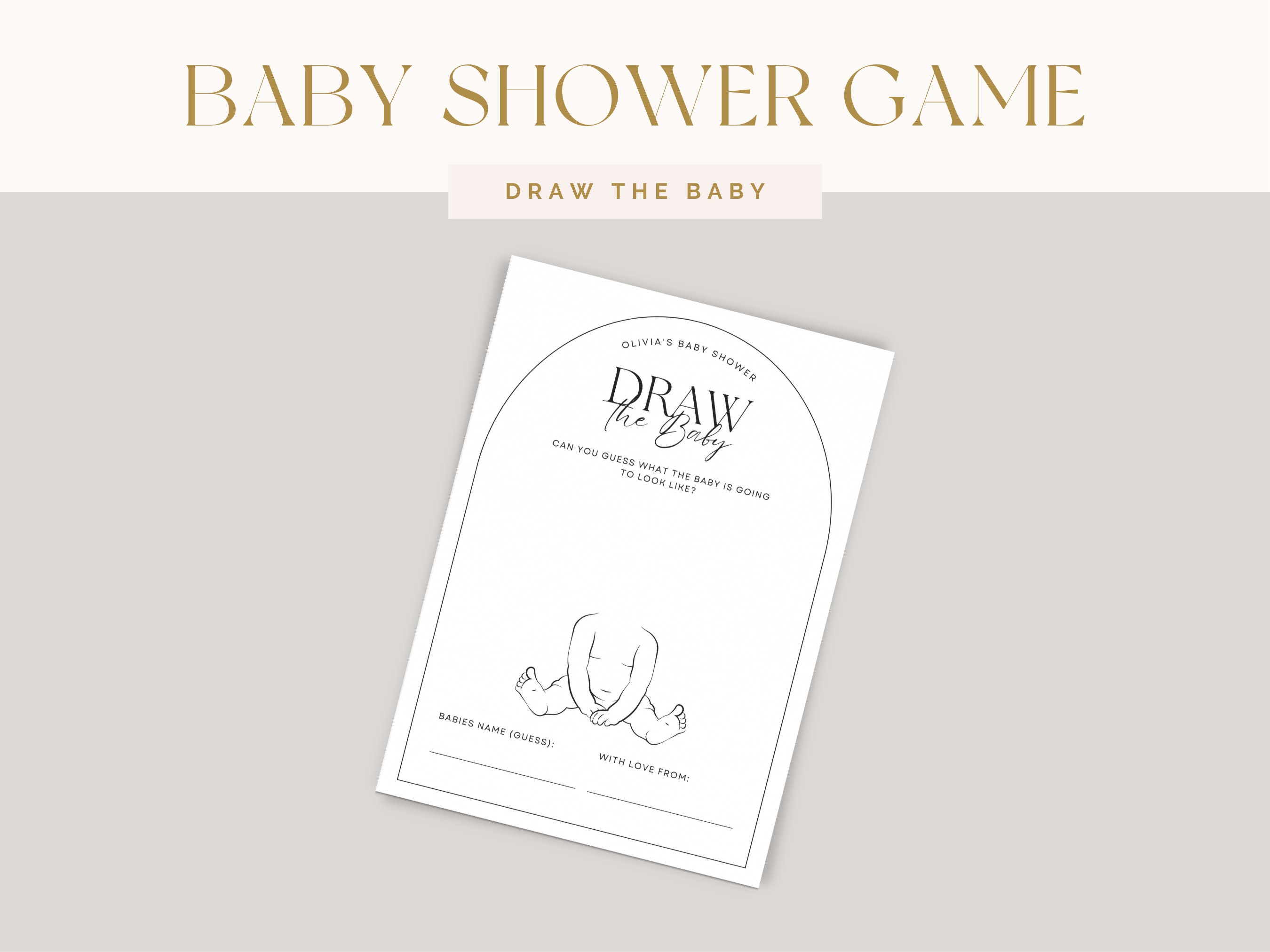 Draw the Baby, Baby Shower Game, Modern Minimal Printable Activity, for ...
