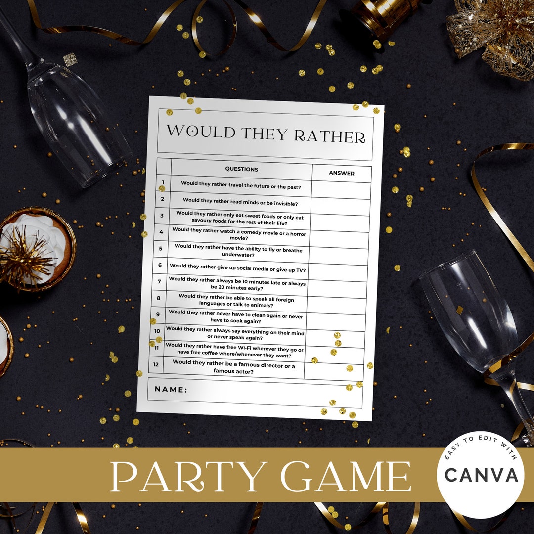 Would They Rather? Party Game, Printable Icebreaker Activity for Grown ...