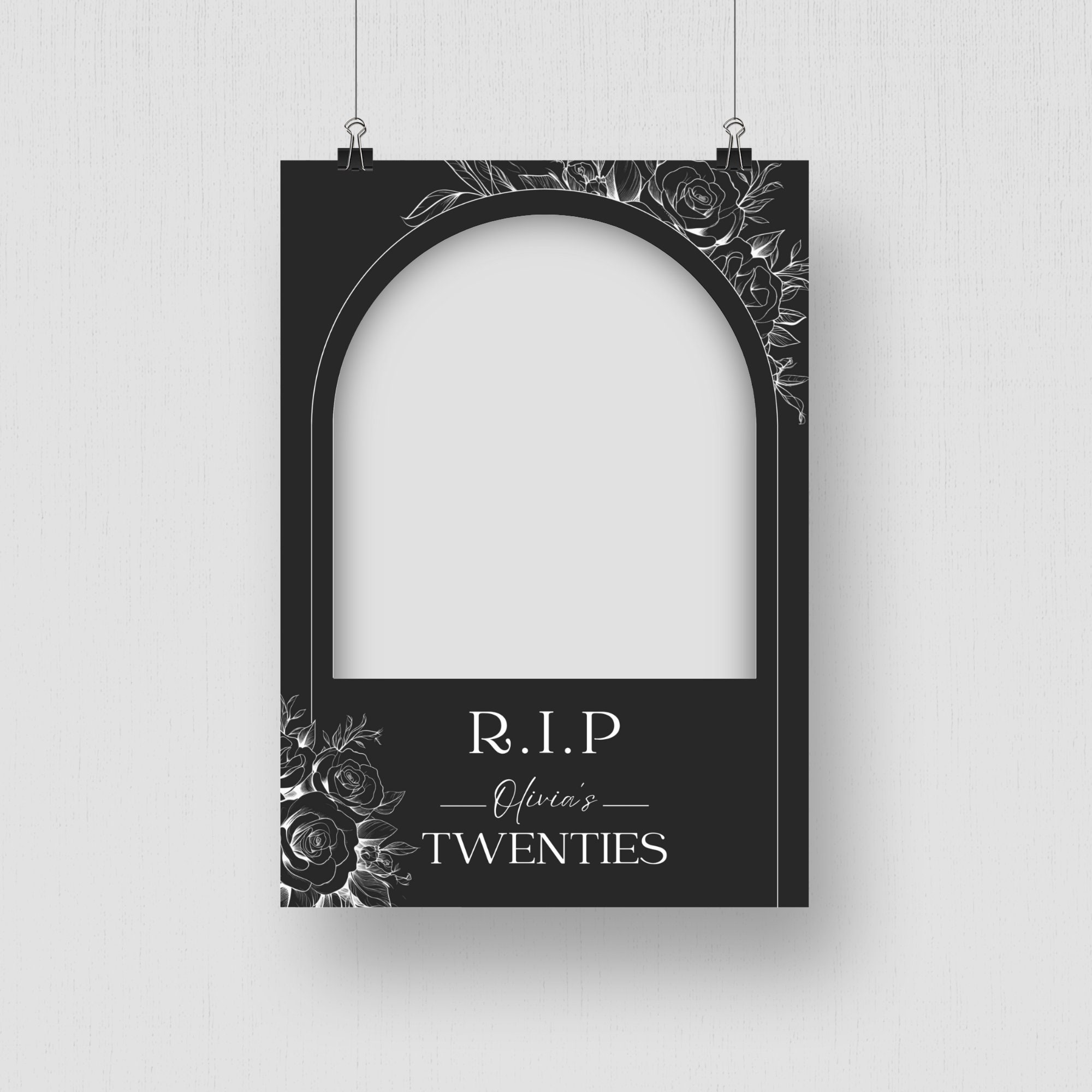 RIP Twenties 30th Birthday Photo Frame Prop - Black & White Floral ...