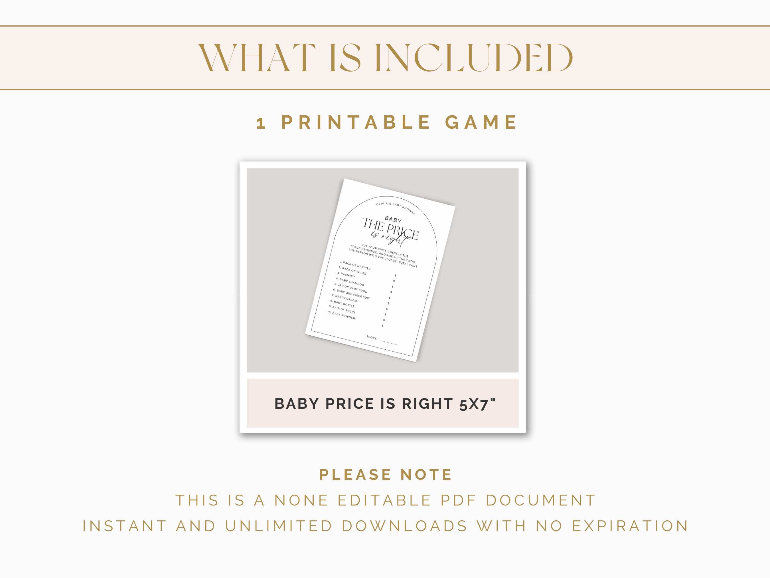 The Price is Right, Baby Shower Game, Modern Minimal Printable Activity ...