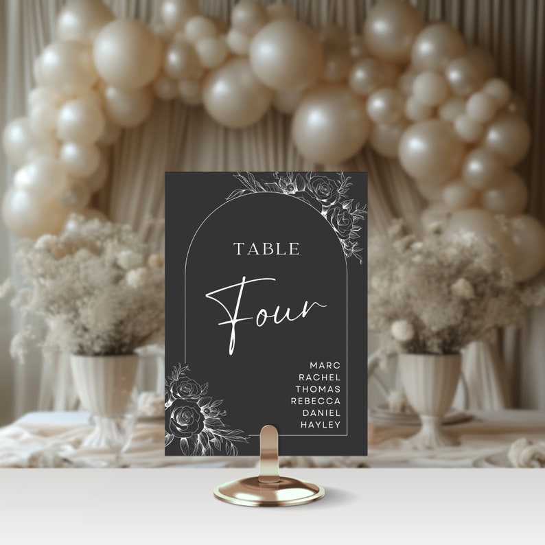 RIP Twenties Table Numbers, Gothic Black & White Floral 30th Birthday ...