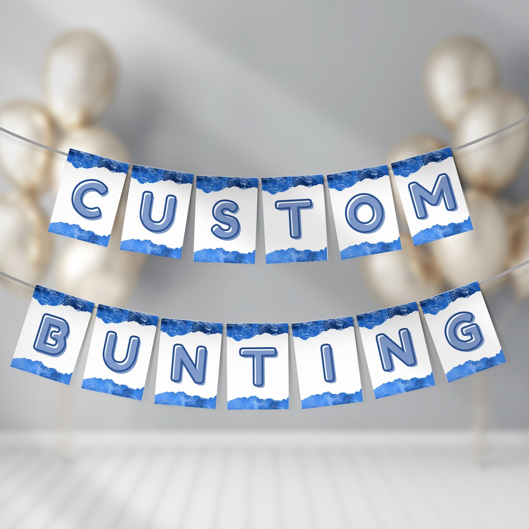 Royal Blue Custom Bunting, Banner Letters, Navy Glitter Metallic ...