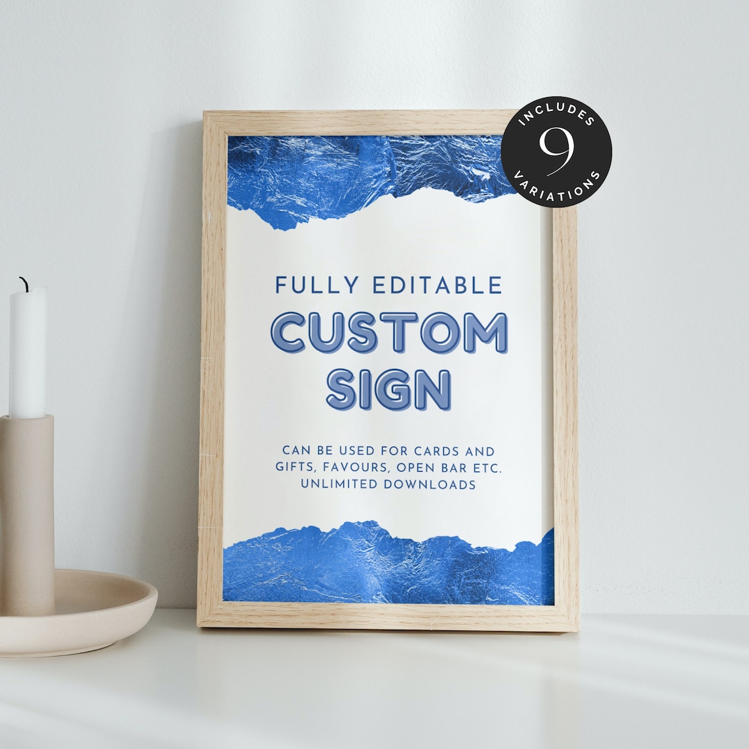 Royal Blue Custom Sign, Birthday Party Decorations, Bold Glitter ...