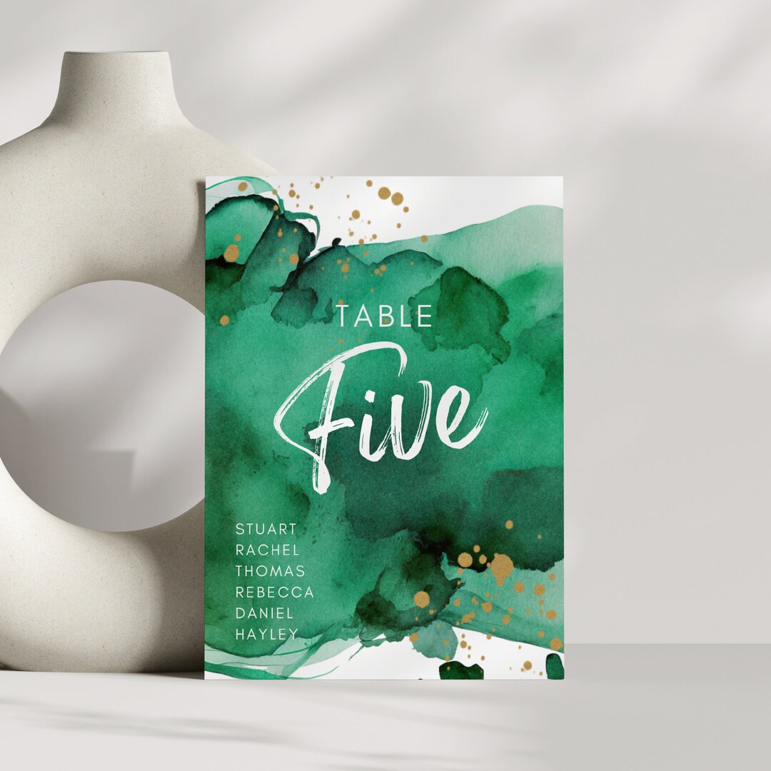 Emerald Green and Gold Table Numbers, Birthday Party Sign, Guests ...