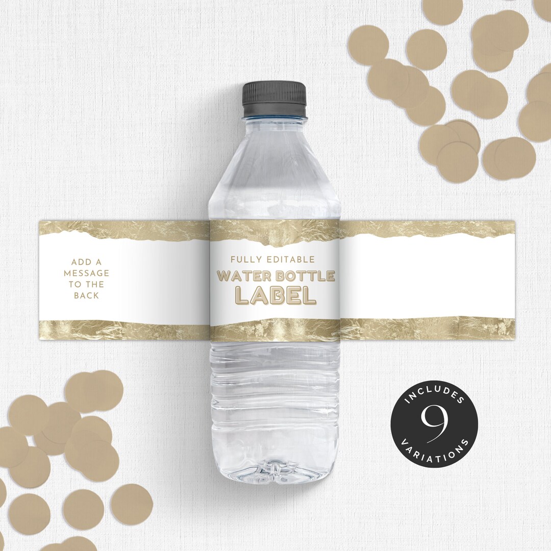 Champagne Gold Water Bottle Labels, Drink Favour, Birthday Party ...