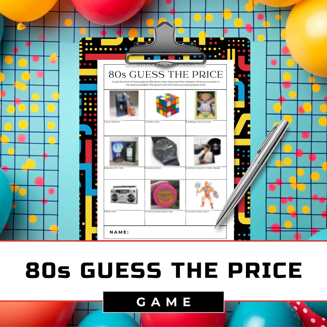 80s Guess the Price Game, Born in the 1980s, Retro Party Activity ...