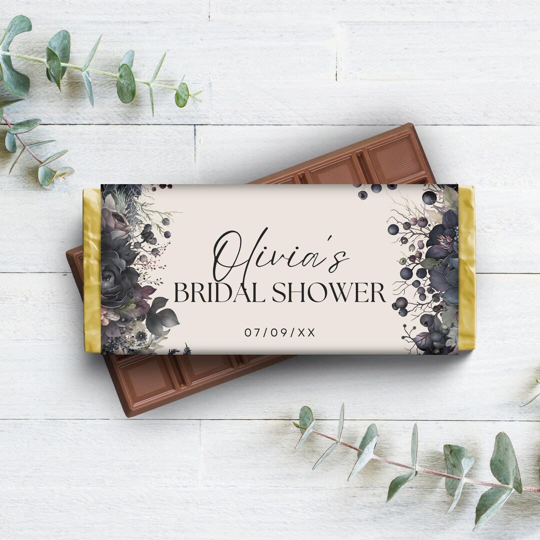 Gothic Chocolate Bar Wrapper, Bridal Shower Favor, Moody Floral ...