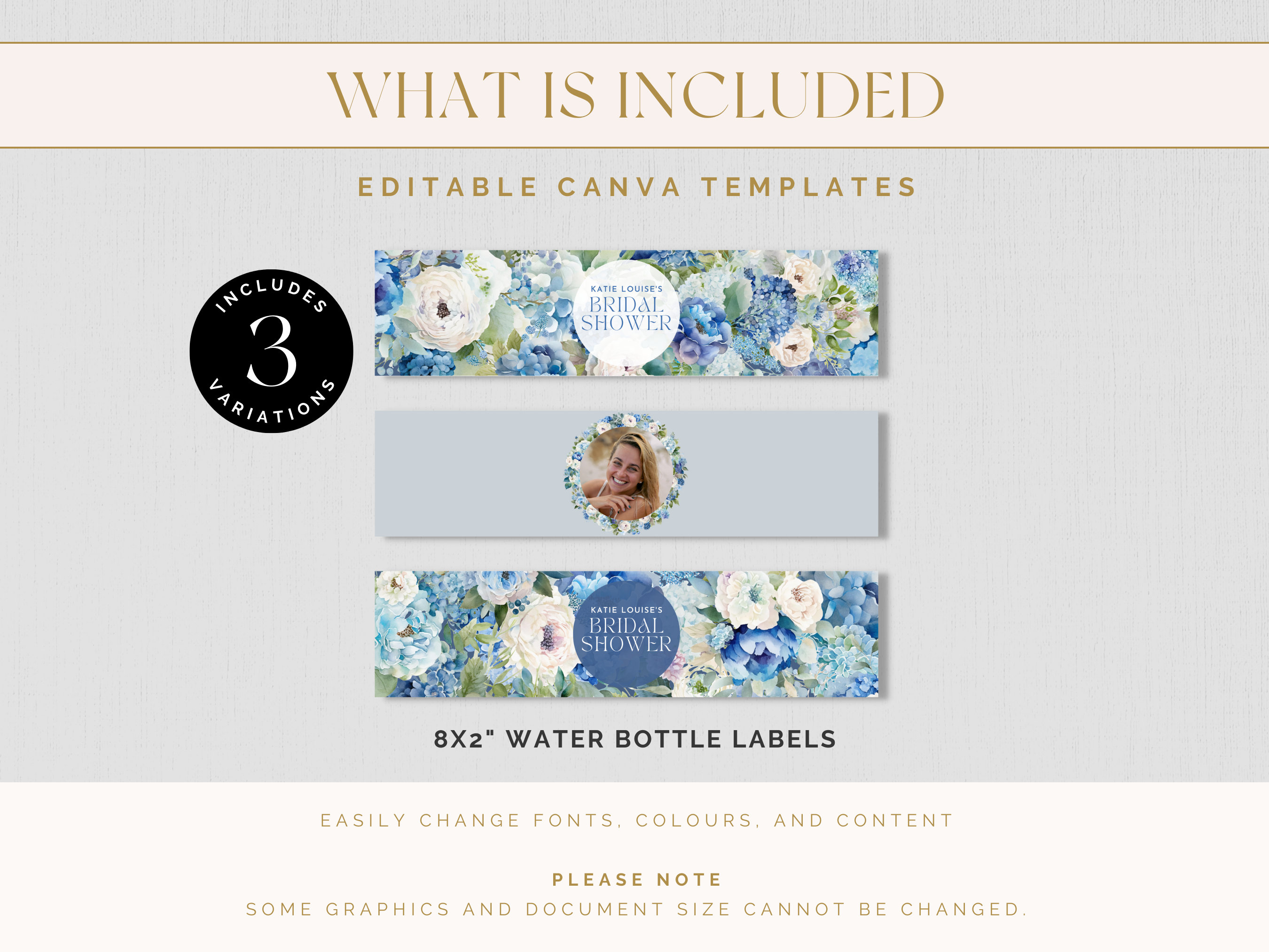 Blue Hydrangea Bridal Shower Water Bottle Label, Floral Hen Party ...