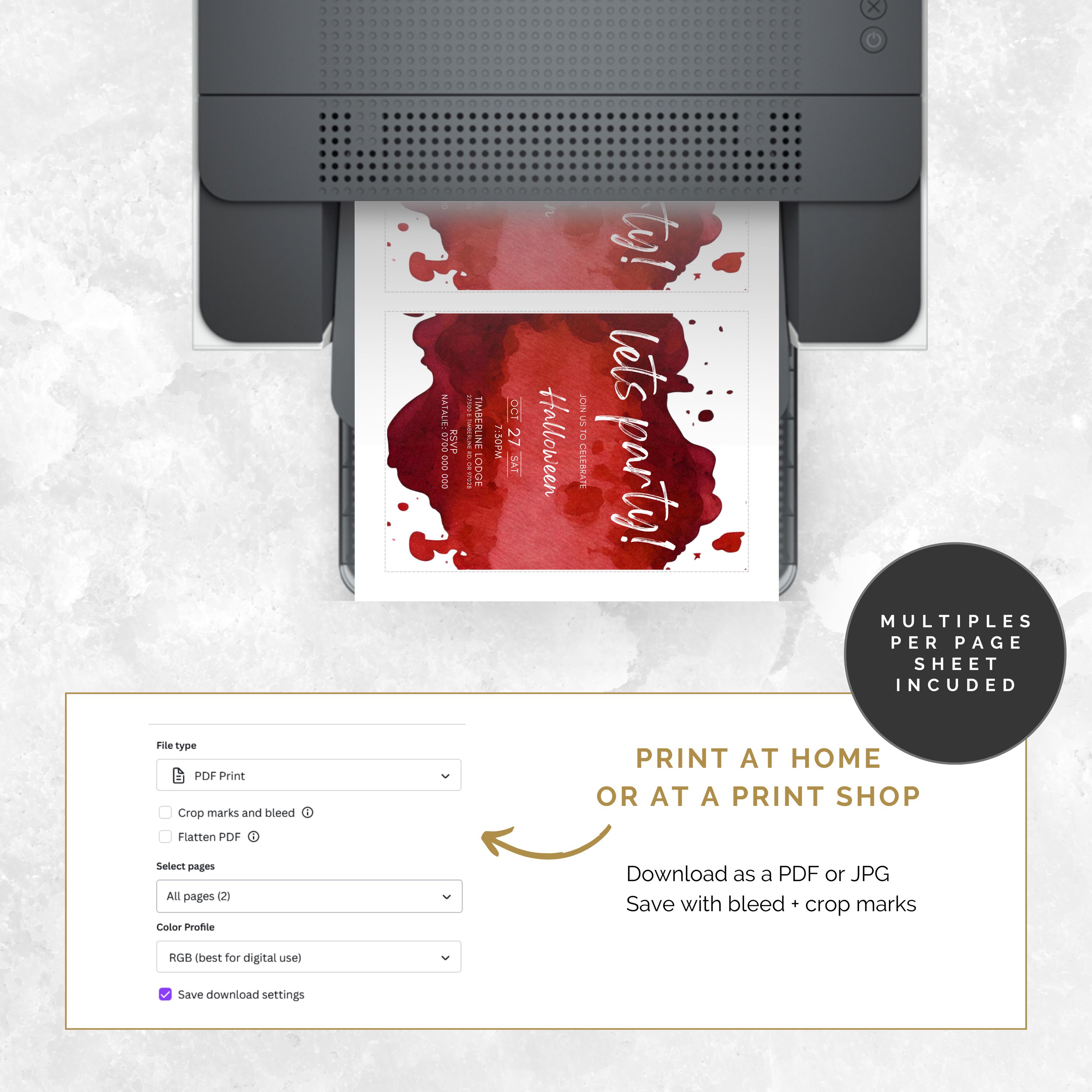 Halloween Party Invitation - Blood Splatter Red Splash Horror Theme ...