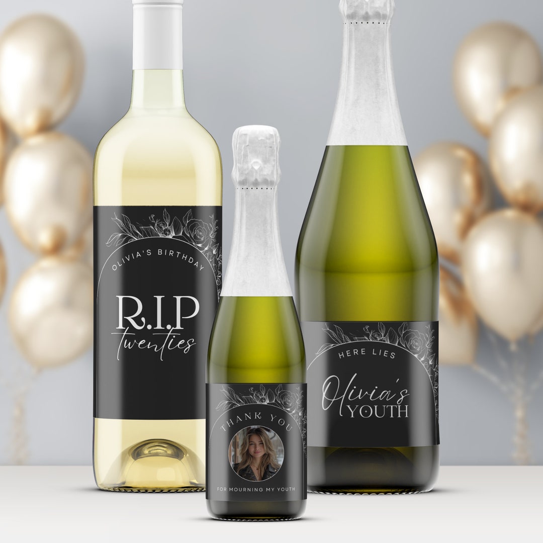 RIP Twenties Custom Wine Bottle Labels - Mini Champagne Gift, Beer ...