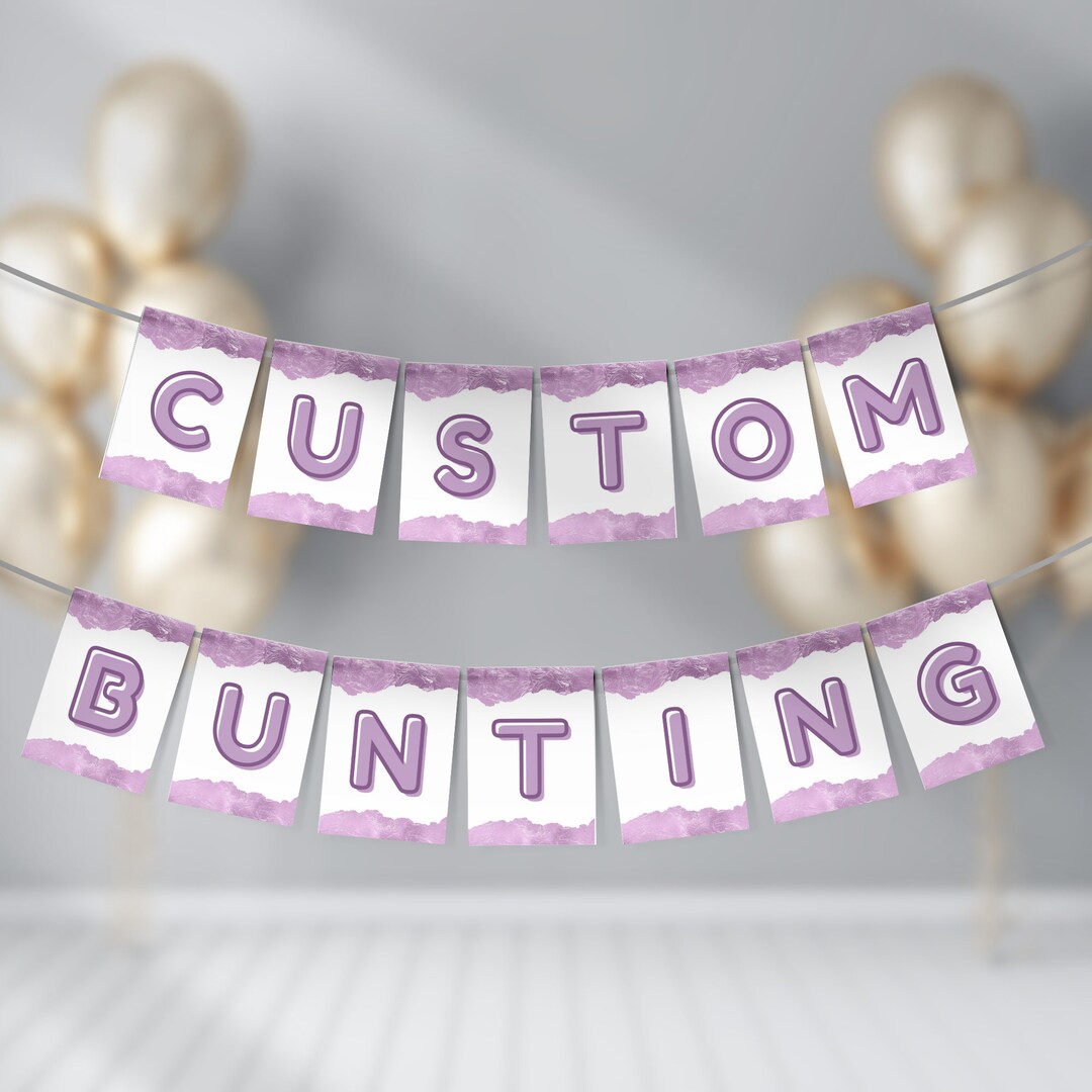 Lilac Custom Bunting, Banner Letters, Lavender Glitter Metallic ...