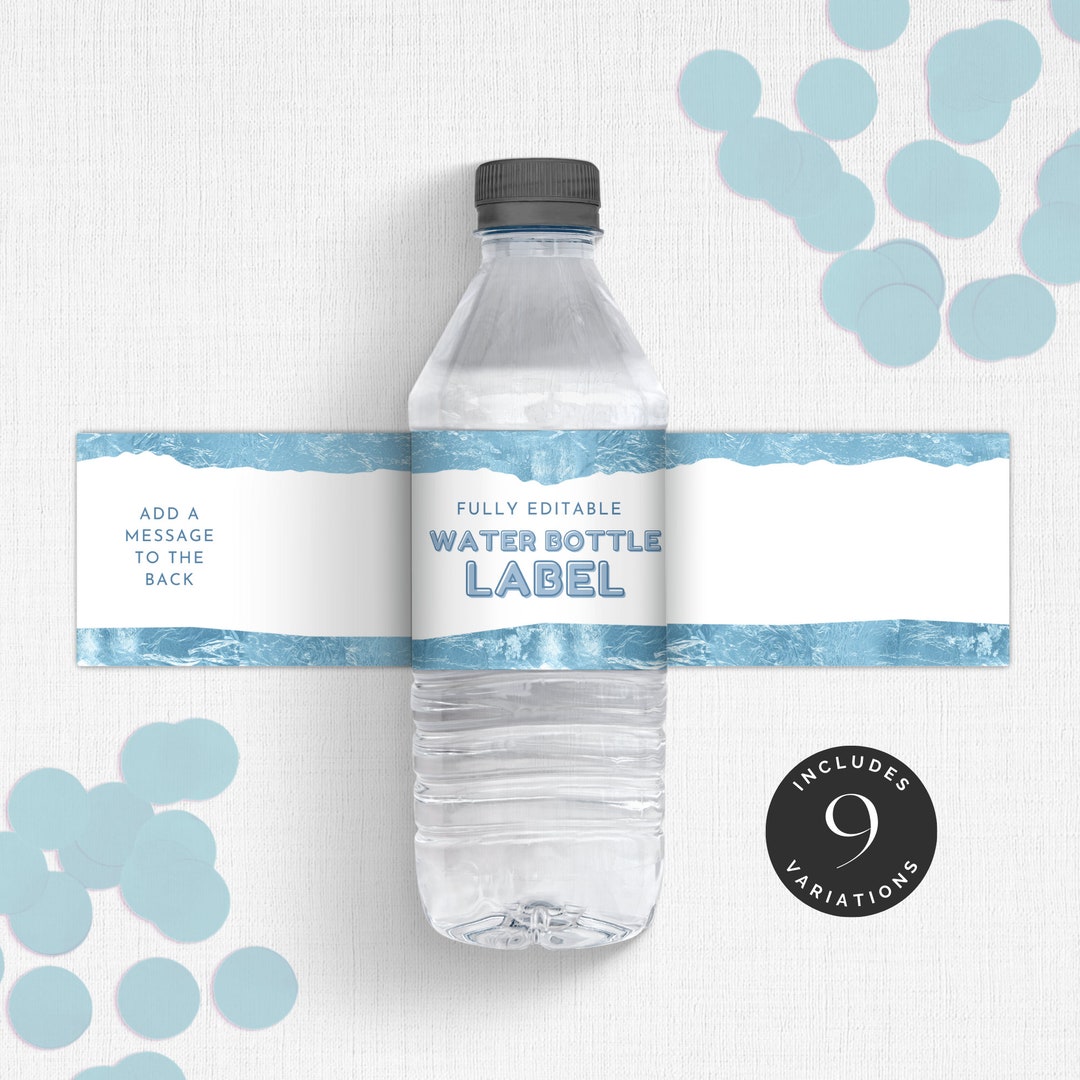 Baby Blue Water Bottle Labels, Drink Favour, Birthday Party Decoration ...