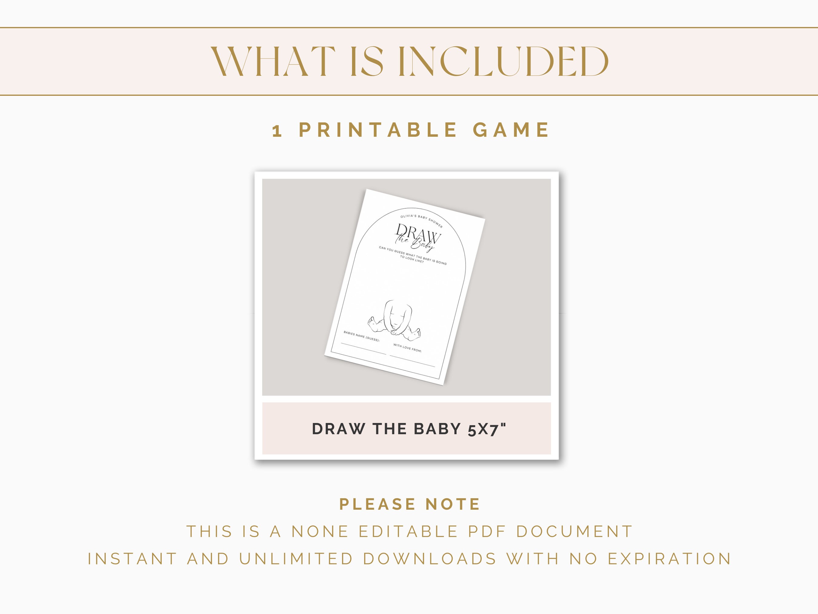 Draw the Baby, Baby Shower Game, Modern Minimal Printable Activity, for ...