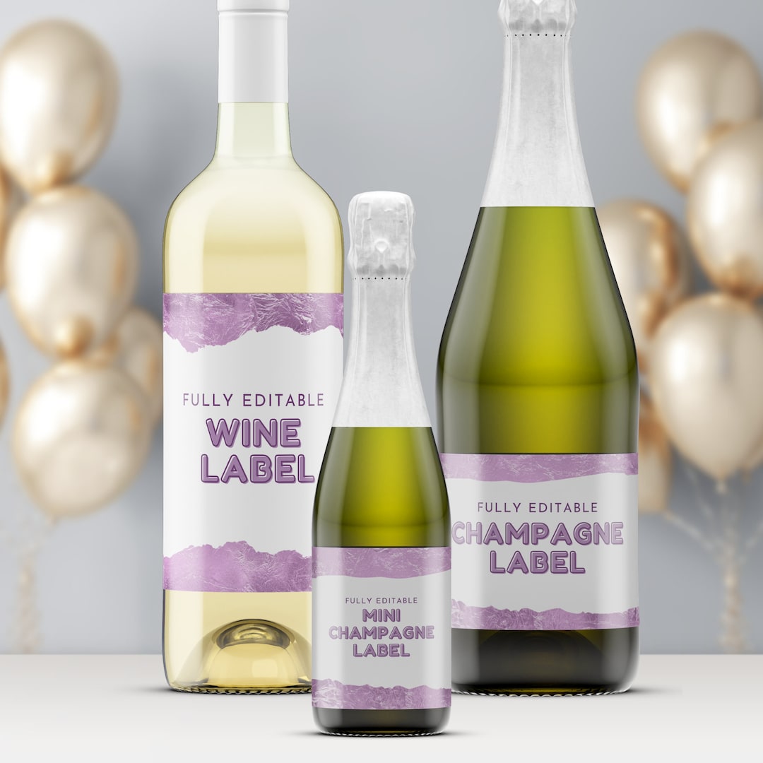 Lilac Wine Bottle Label, Dinner Party Drinks, Mini Champagne Beer ...