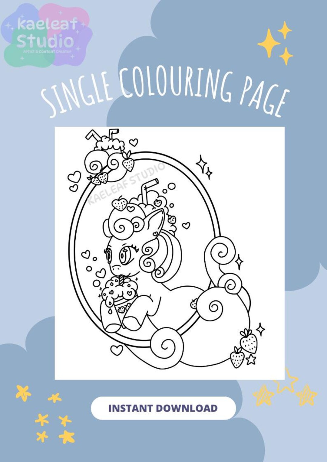 Cute Pony Coloring Page, Printable Digital Download, Valentine's Art ...