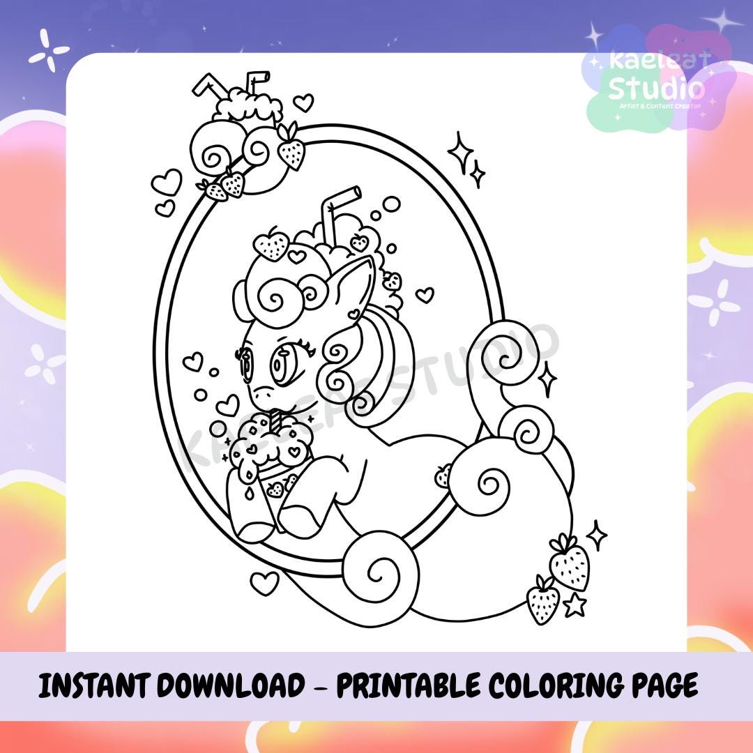 Cute Pony Coloring Page, Printable Digital Download, Valentine's Art ...