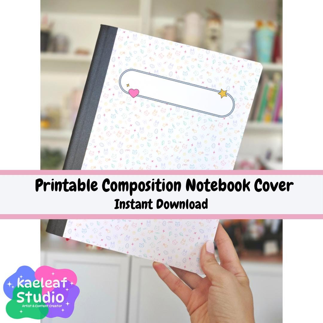 Printable Composition Notebook Cover, PNG, Back to School Personal ...