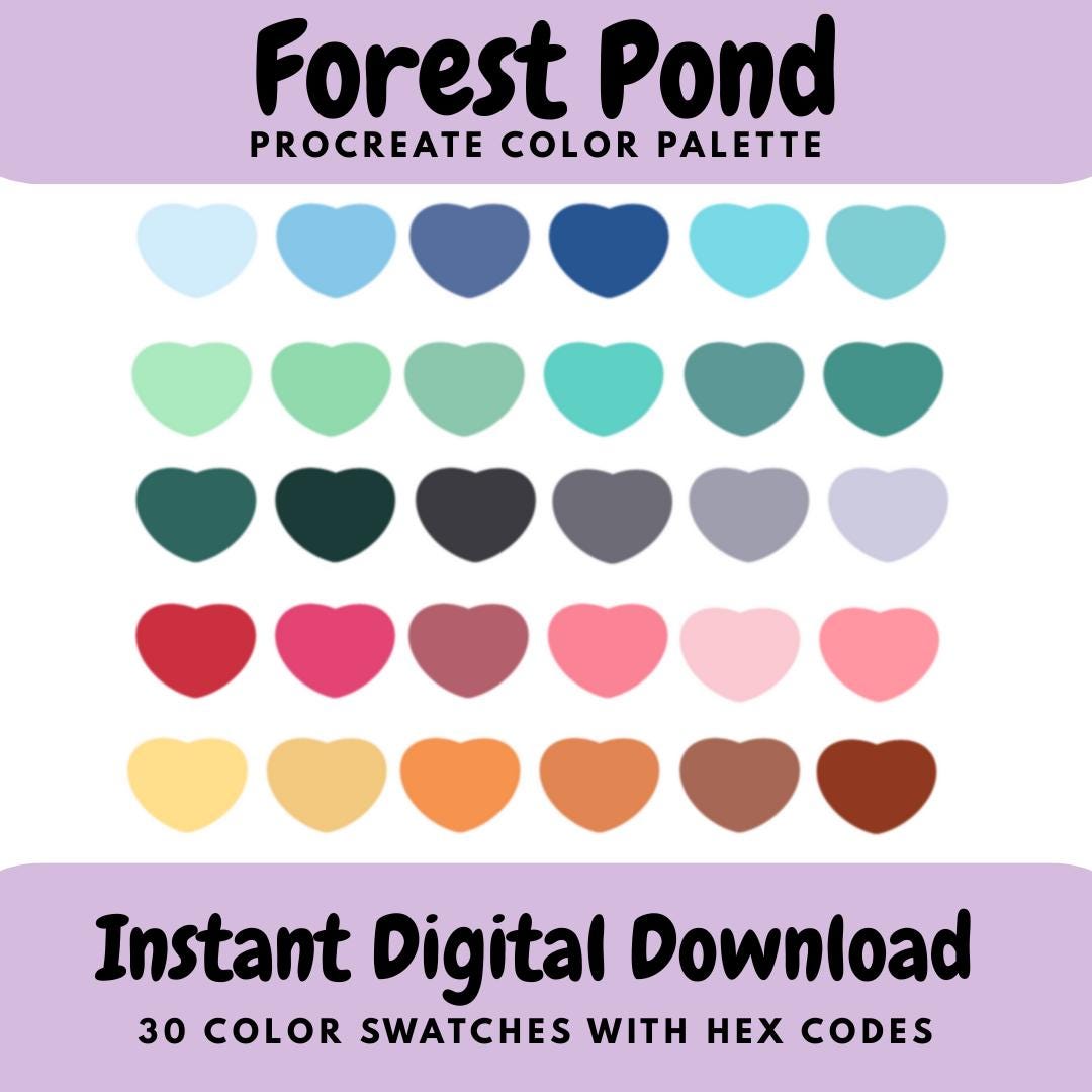 Forest Pond Procreate Color Palette: 30 Nature Swatches (digital ...