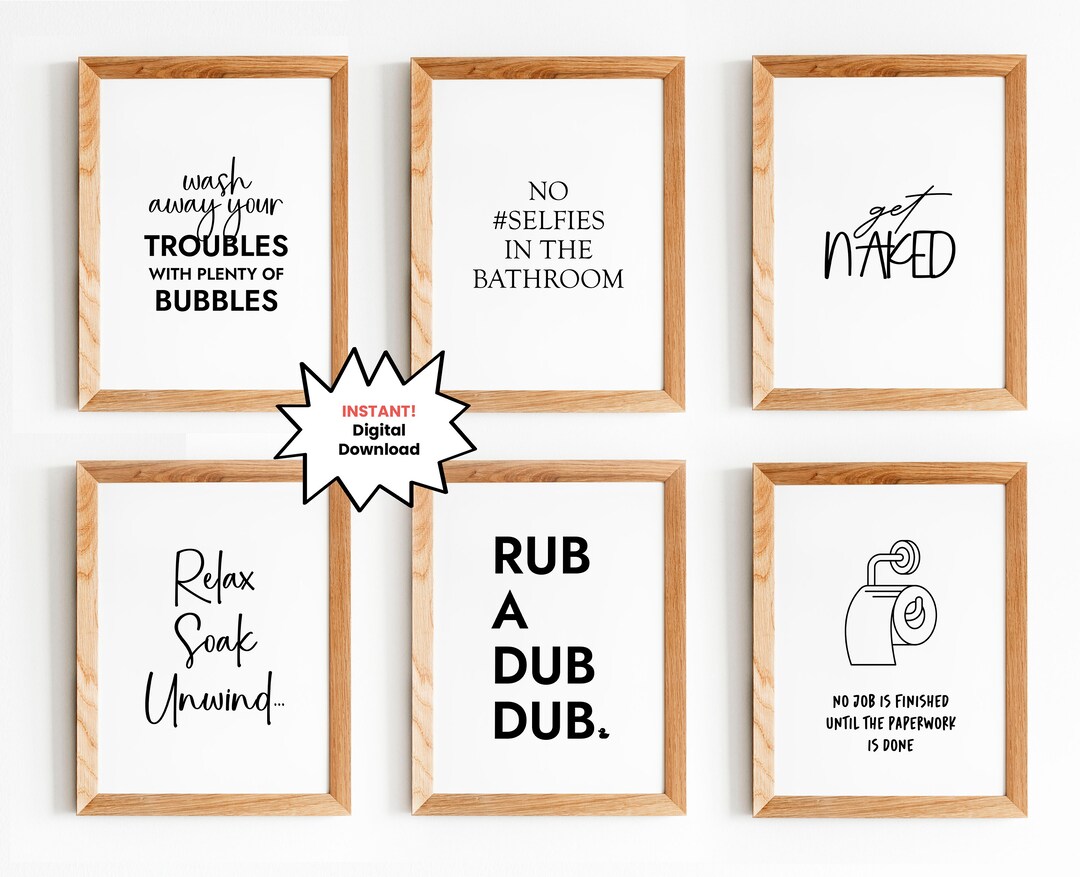 Bathroom Washroom Toilet WC Poster, Art Print, Relax - Soak - Unwind ...