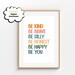 Be Kind Poster, Affirmations for Kids, Classroom Posters, Playroom ...