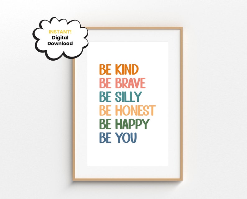 Be Kind Poster, Affirmations for Kids, Classroom Posters, Playroom ...
