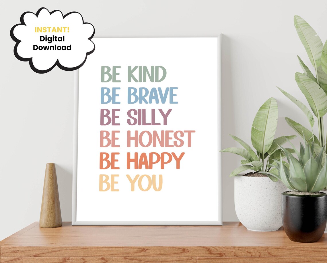 Be Kind Poster, Affirmations for Kids, Classroom Posters, Playroom ...