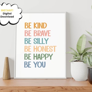 Be Kind Poster, Affirmations for Kids, Classroom Posters, Playroom ...