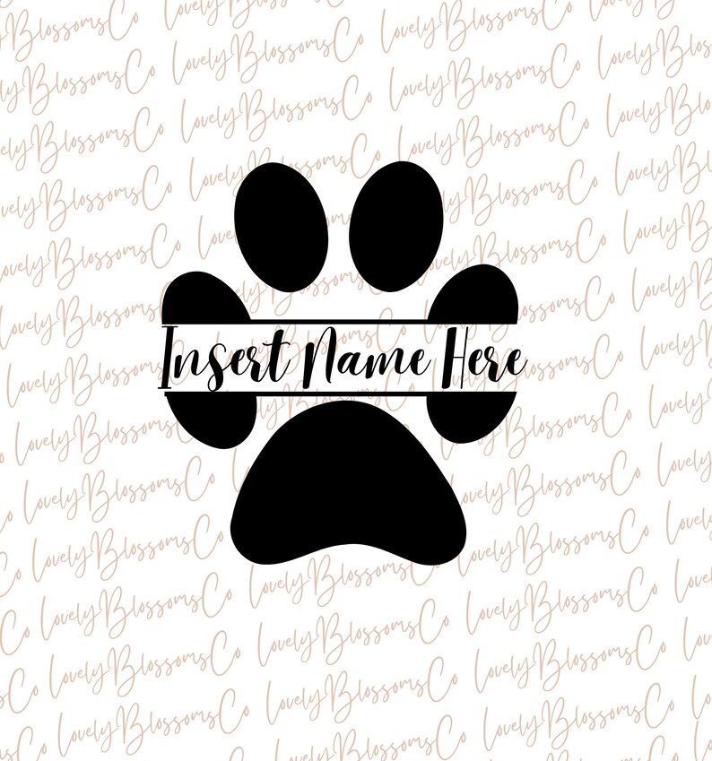 Paw Print Pet Name SVG, Paw Print Name PNG, Digital Download ...