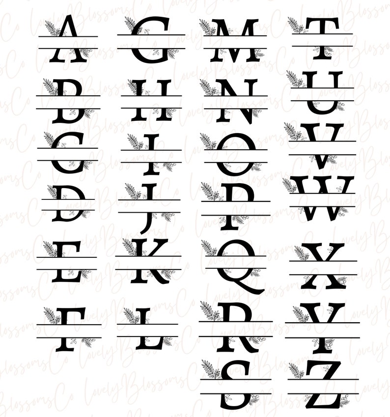 Floral Split Monogram Svg Png Files, Cricut Monogram Frame Alphabet ...