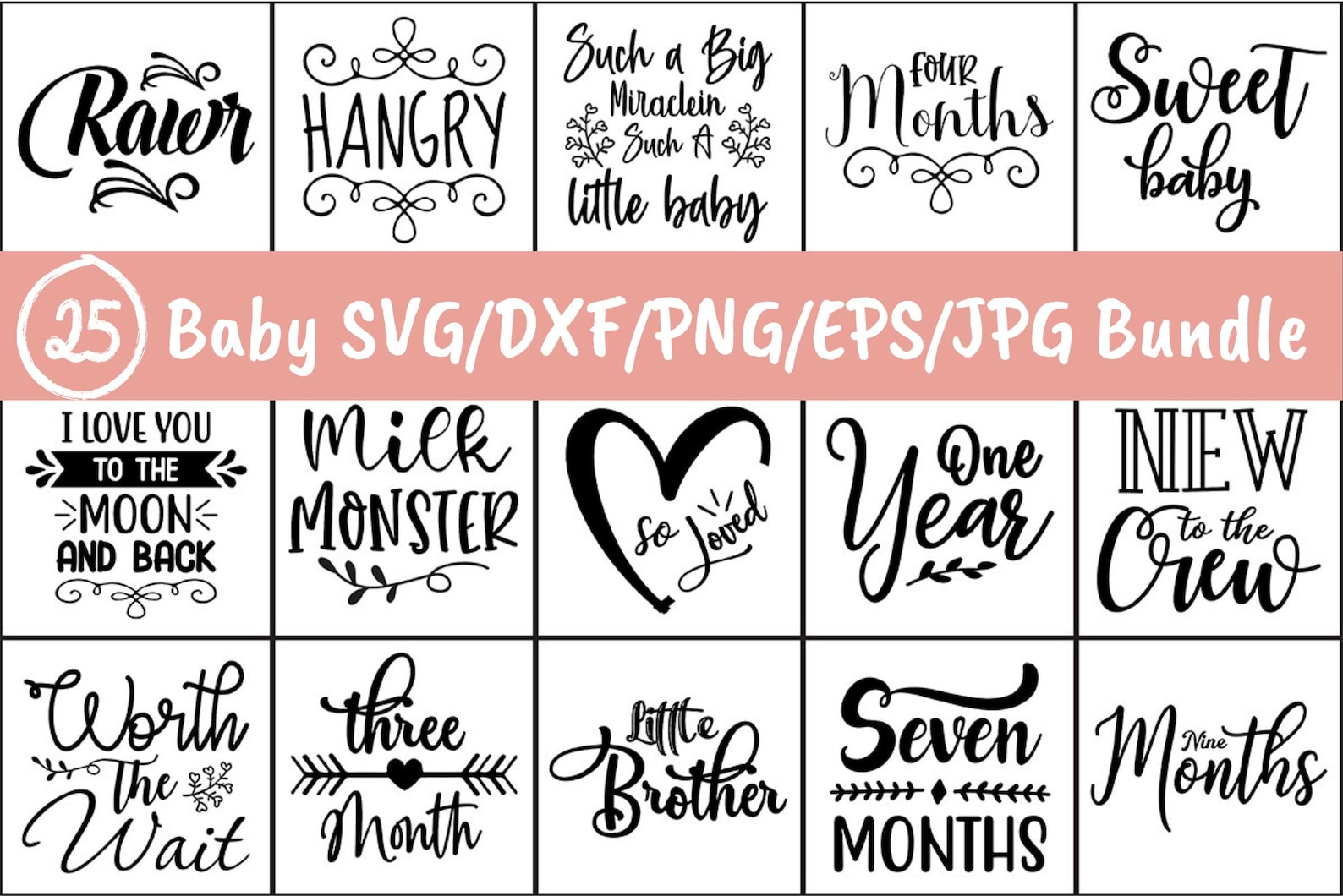 25 Baby SVG Bundle, Funny Baby Svg Files, Baby Girl Shower SVG Files ...