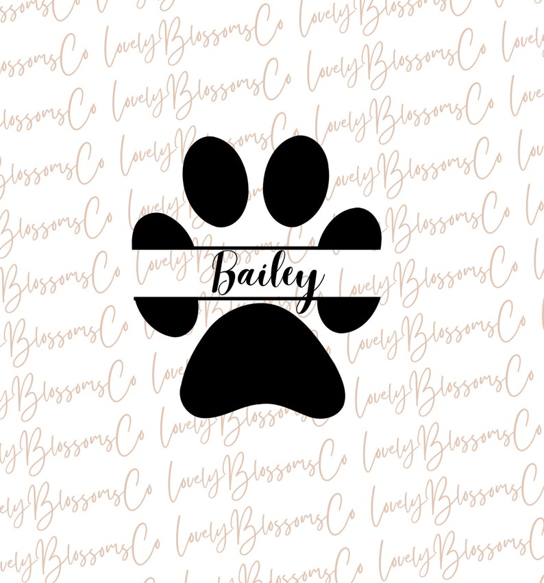 Paw Print Pet Name SVG, Paw Print Name PNG, Digital Download ...
