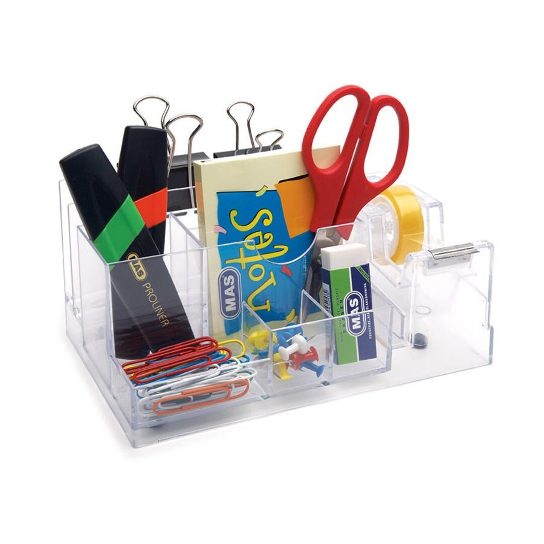 Acrylic Desk Organizer With Tape Cutter Clear Pencil - Etsy