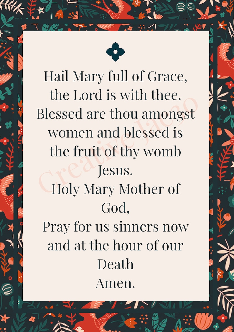 The Hail Mary Prayer Card. A5 With Envelope | Catholic | Christian ...