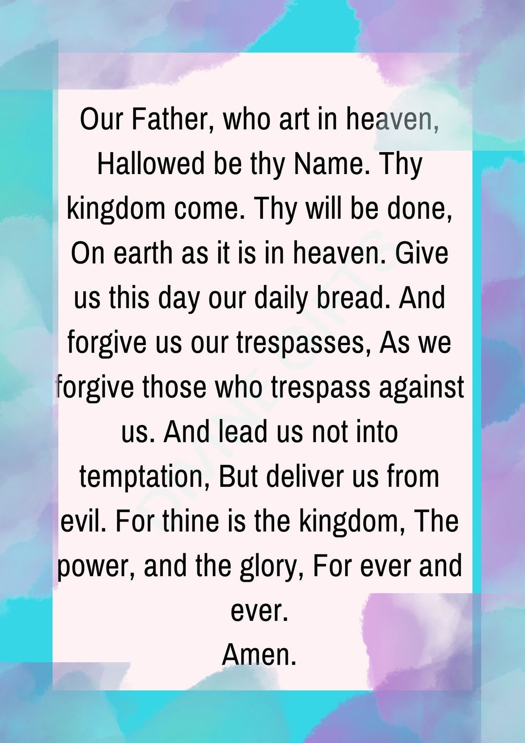 The Our Father Prayer Digital Download | Prints | Decor | Catholic ...
