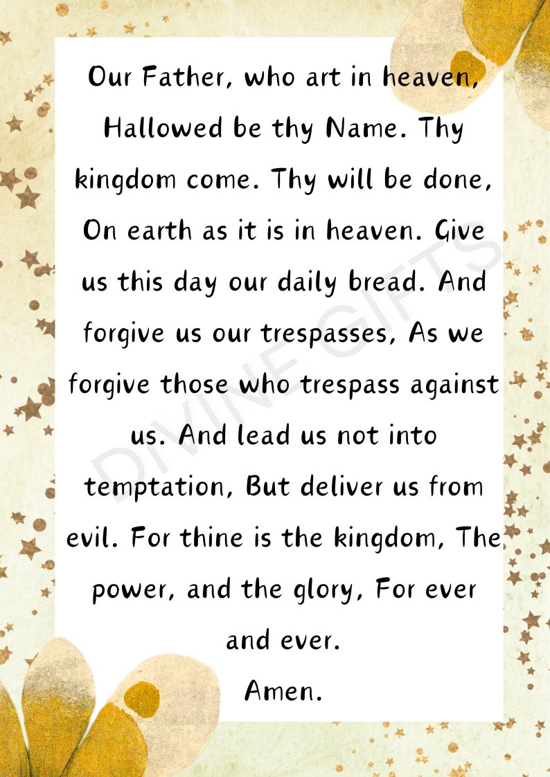 The Our Father Prayer Digital Download Prints Decor Catholic Christian ...