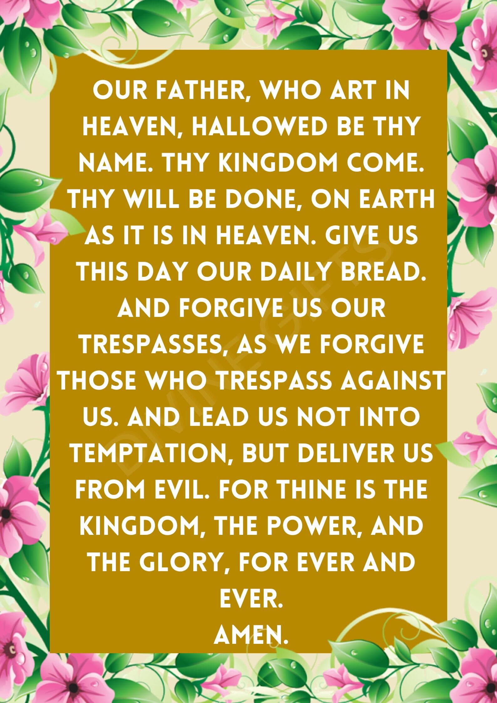 The Our Father Prayer Digital Download Prints Decor Catholic Christian ...