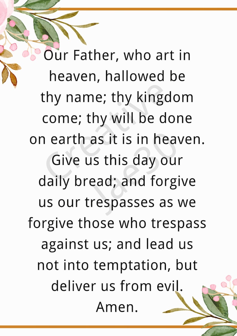 The Lords Prayer, Our Father Prayer Card. A5 With Envelope | Catholic ...