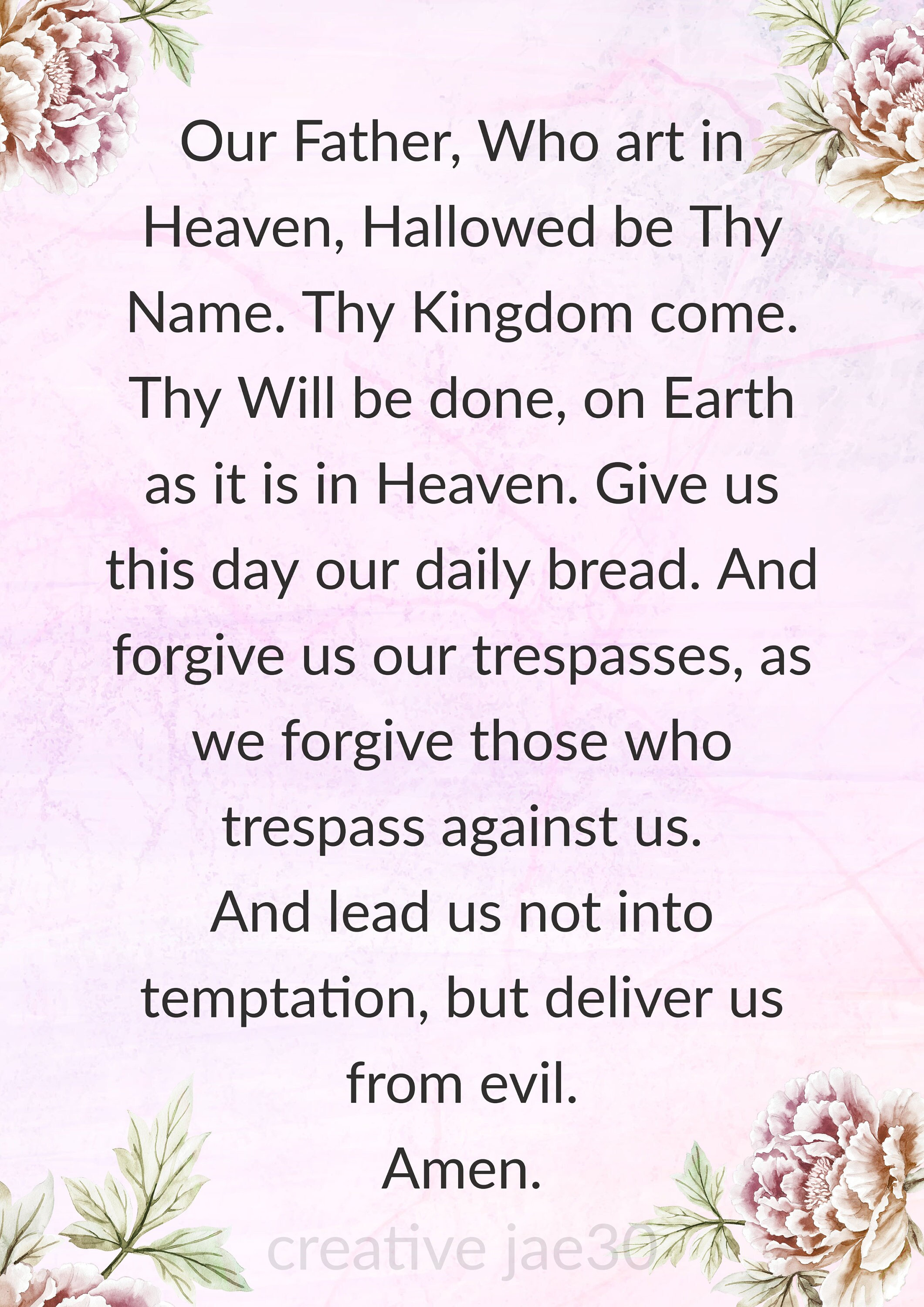 The Lords Prayer, Our Father Prayer Card. A5 With Envelope | Catholic ...