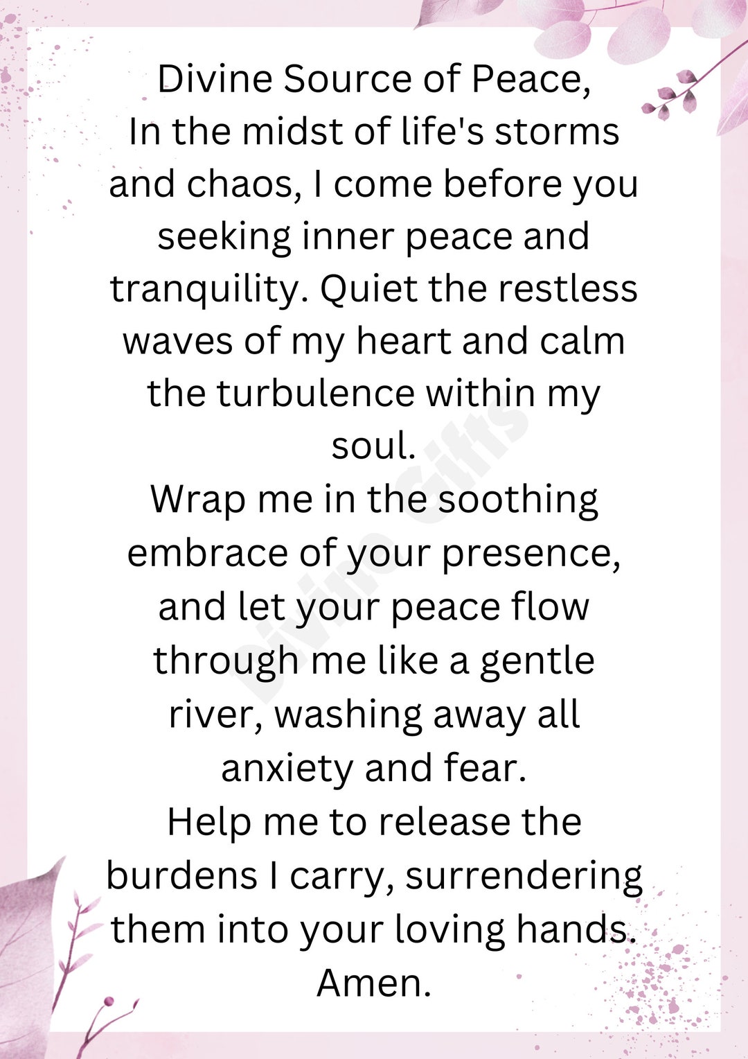 A Prayer for Inner Peace Digital Download | Prints | Decor | Catholic ...