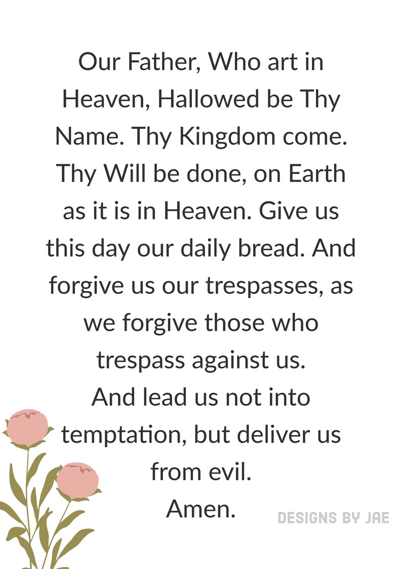 Our Father Prayer Card. A5 With Envelope Catholic Christian Gift ...