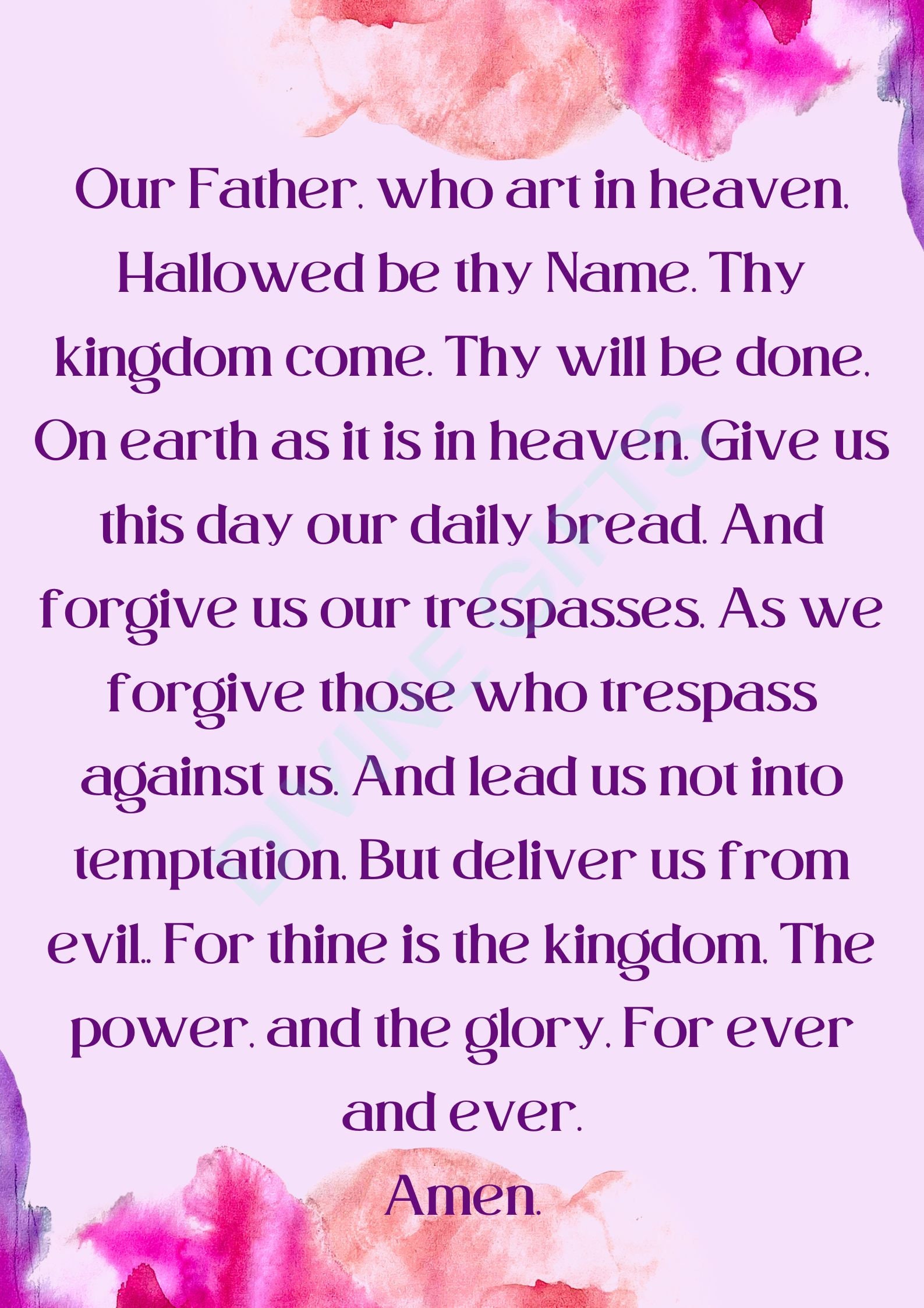 The Our Father Prayer Digital Download | Prints | Decor | Catholic ...