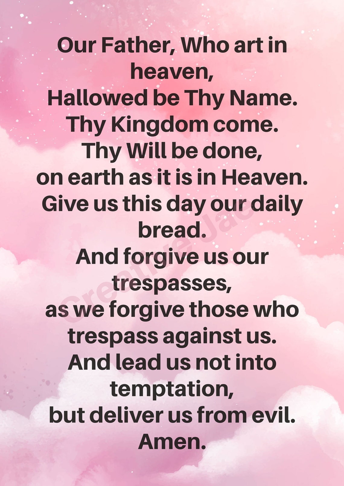 The Lords Prayer, Our Father Prayer Card. A5 With Envelope Catholic ...