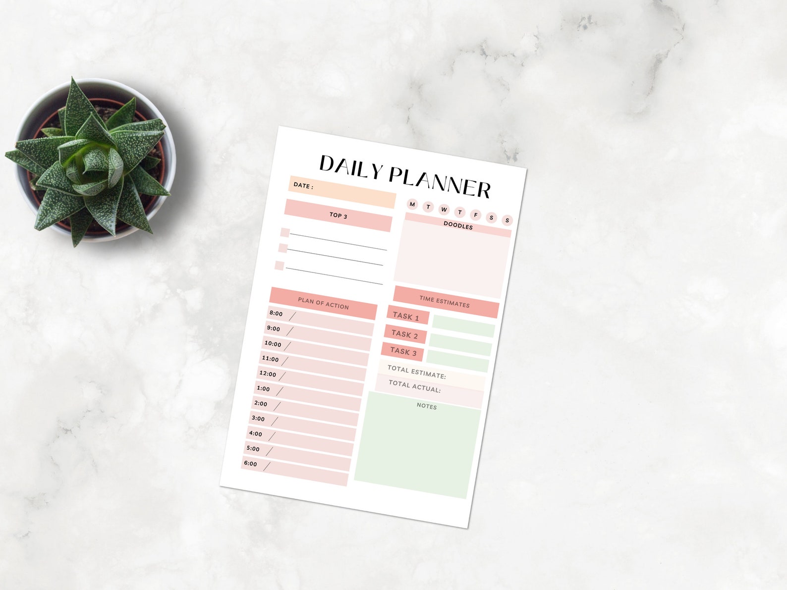 Digital Download Daily Planning Tool - Agenda- Time Tracker - Etsy