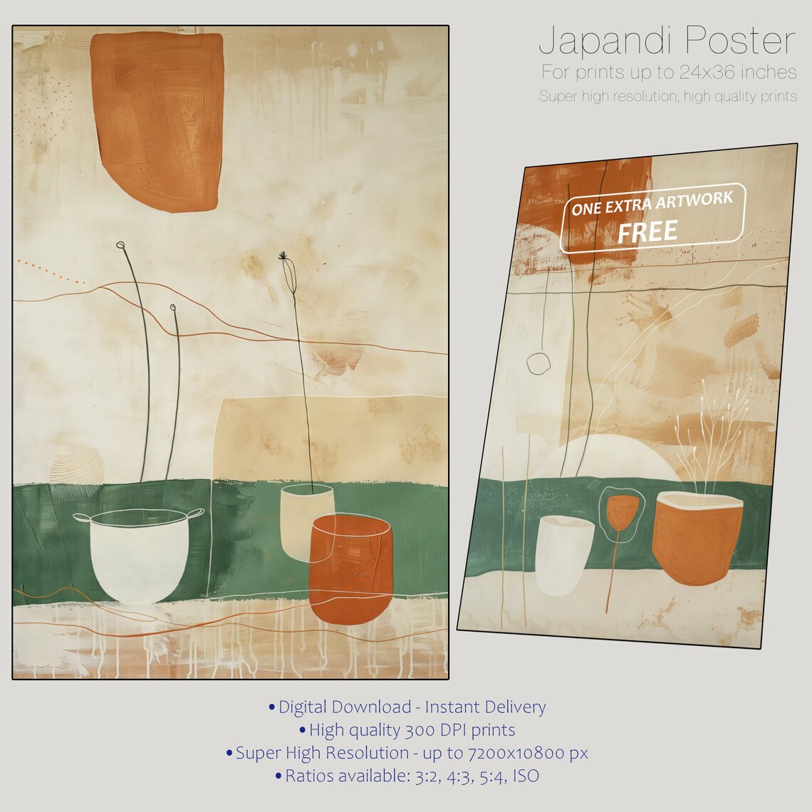 Japandi Wall Art | Extra Large Printable Poster | Japanese ...