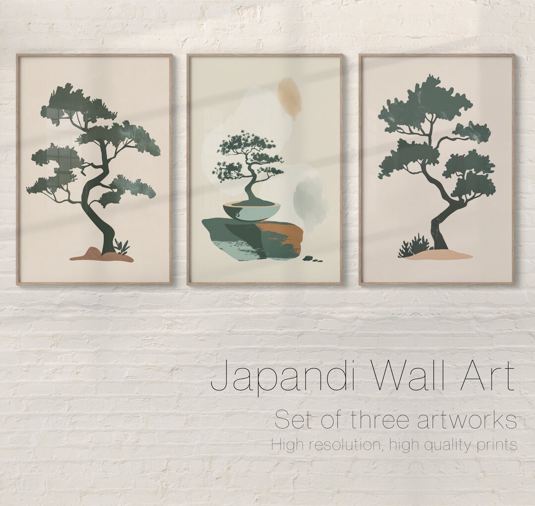 Bonsai Tree Wall Art - Set of 3 Prints | Abstract Minimalist Artwork ...
