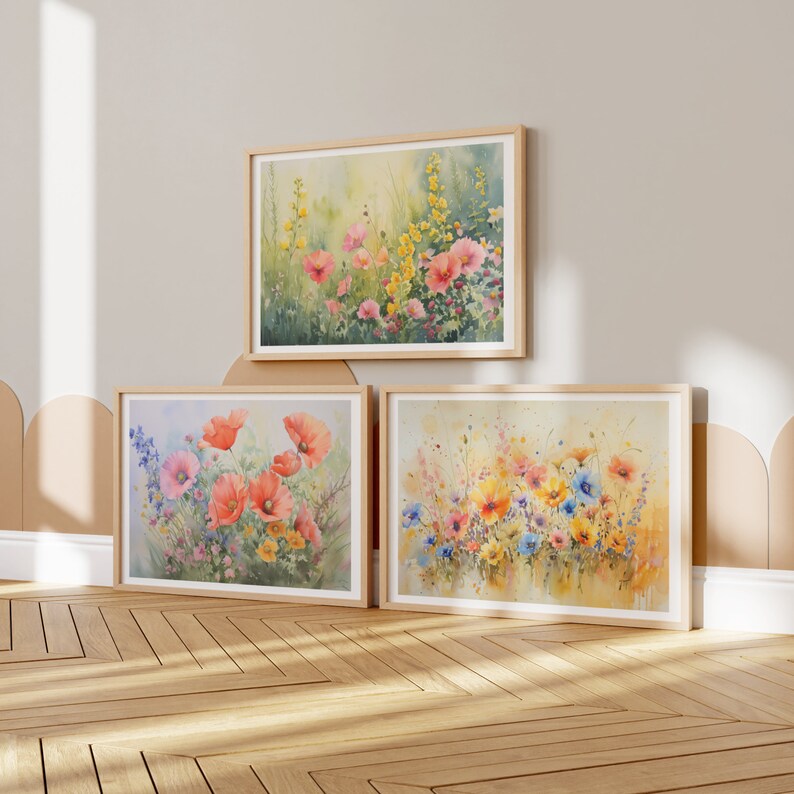 Colorful Watercolor Painting of Wildflowers Flower Market Inspired ...