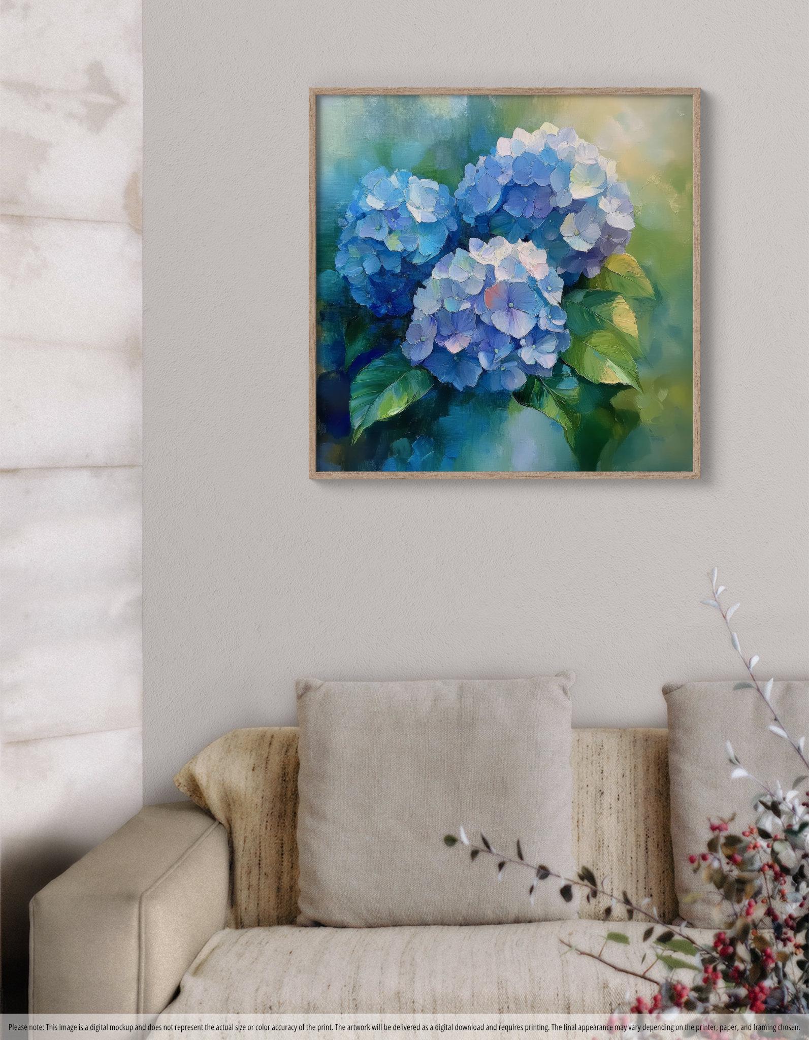 Blue Hydrangea - Oil Painting on Canvas | Digital Print for Instant ...