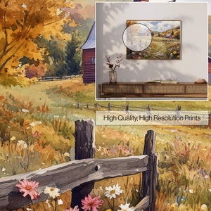 Old Barn Paintings | Bundle of 4 Watercolor Prints | Pictures of Old Barns Set in Beautiful ...