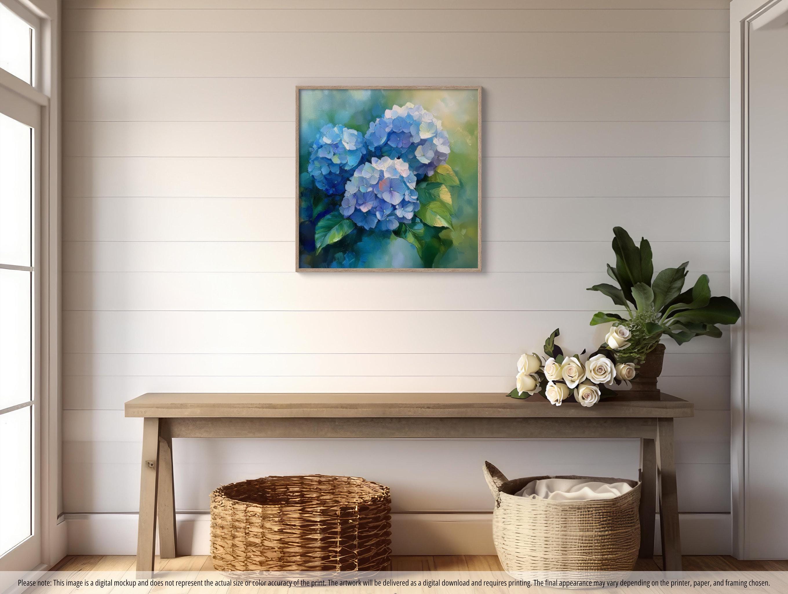 Blue Hydrangea - Oil Painting on Canvas | Digital Print for Instant ...